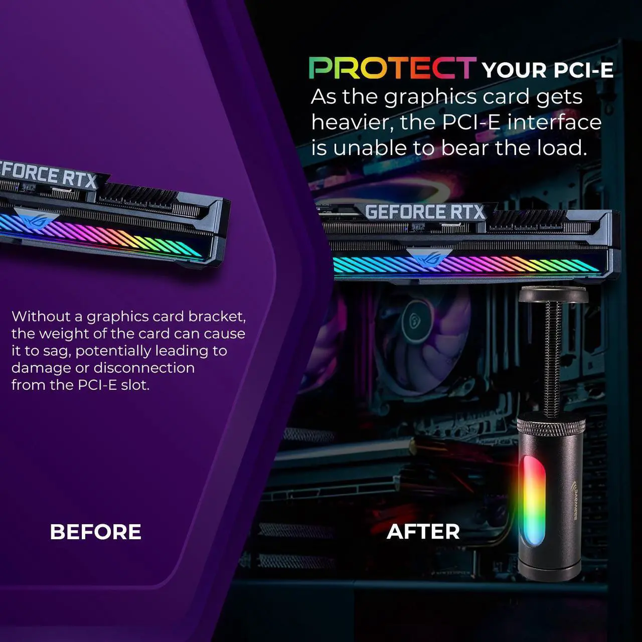 AAAwave AURAWAVE GPU Support Bracket, Gaming Graphics Card Brace ...