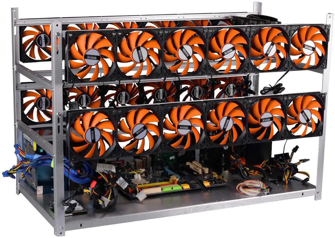 AAAwave - 16 GPU Stackable Aluminum Mining Frame Rig Case with Fan ...