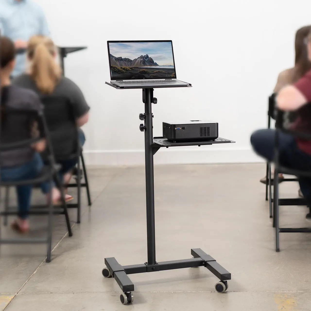 VIVO Black Mobile Rolling Projector Stand | Height Adjustable Projector ...