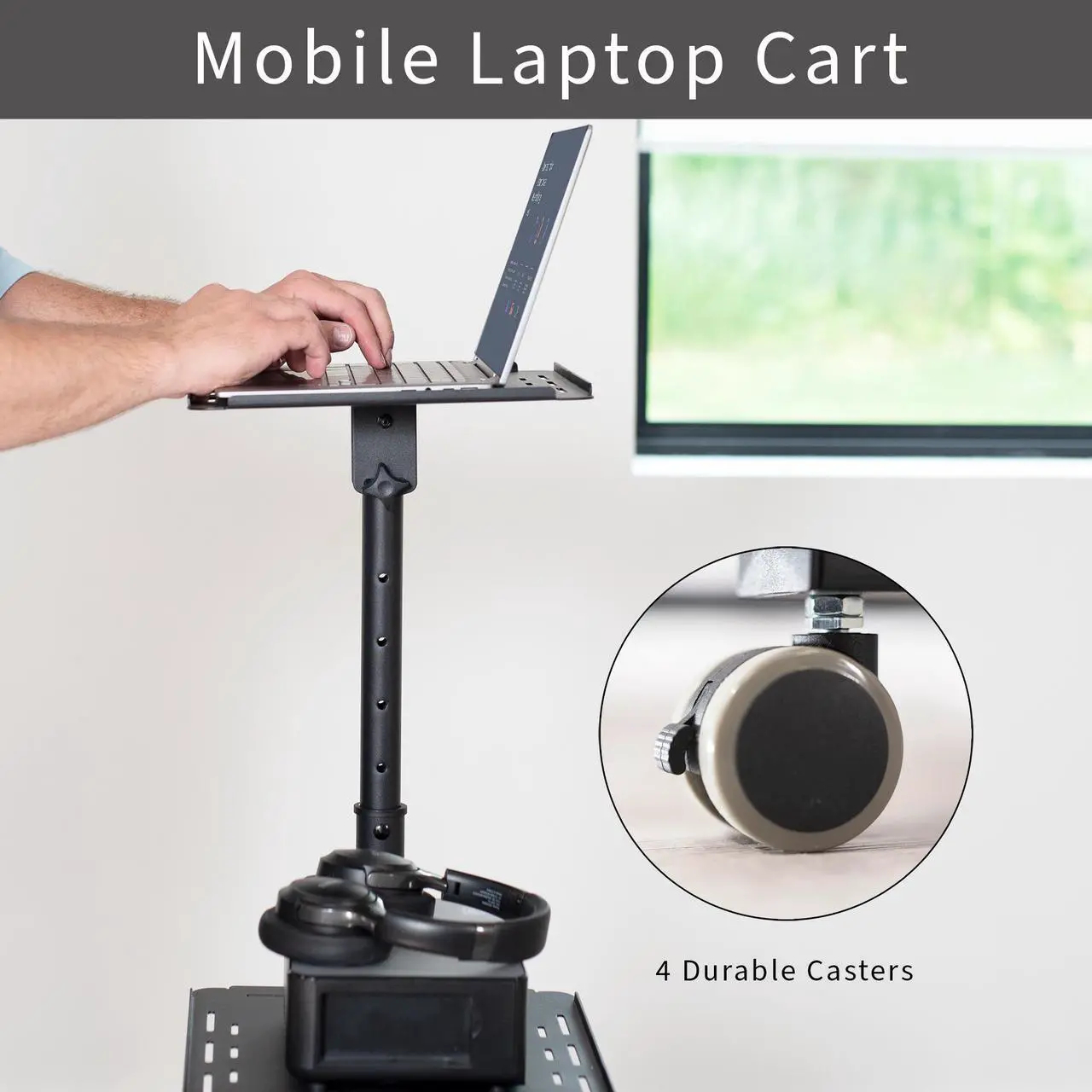 VIVO Black Mobile Rolling Projector Stand | Height Adjustable Projector ...