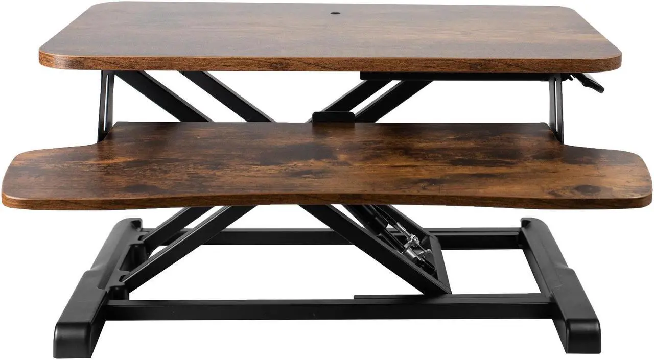 VIVO Rustic Vintage Brown 26" Height Adjustable Standing Desk Monitor ...