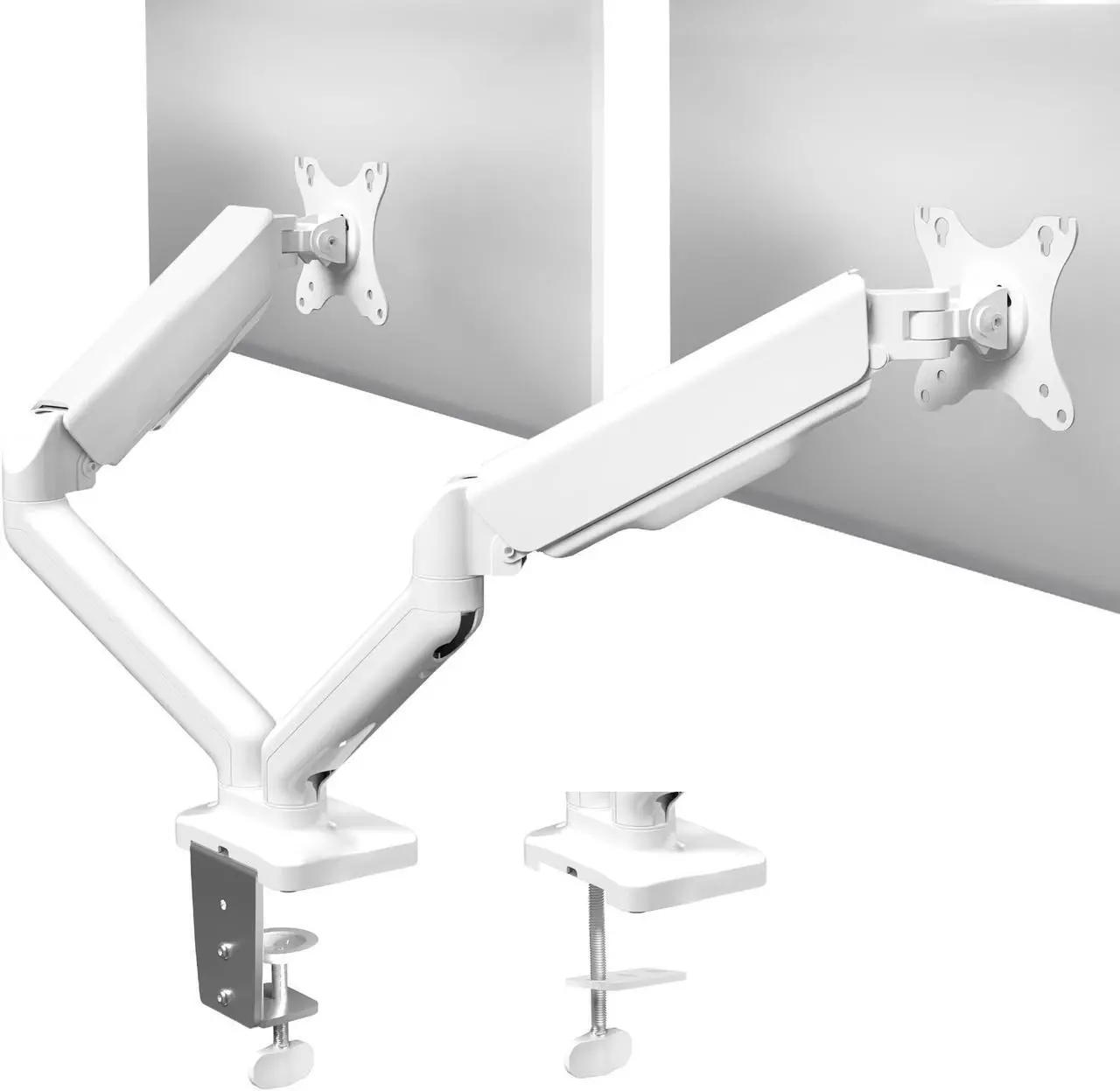 VIVO White Dual Monitor Counterbalance Mechanical Spring Desk Mount ...