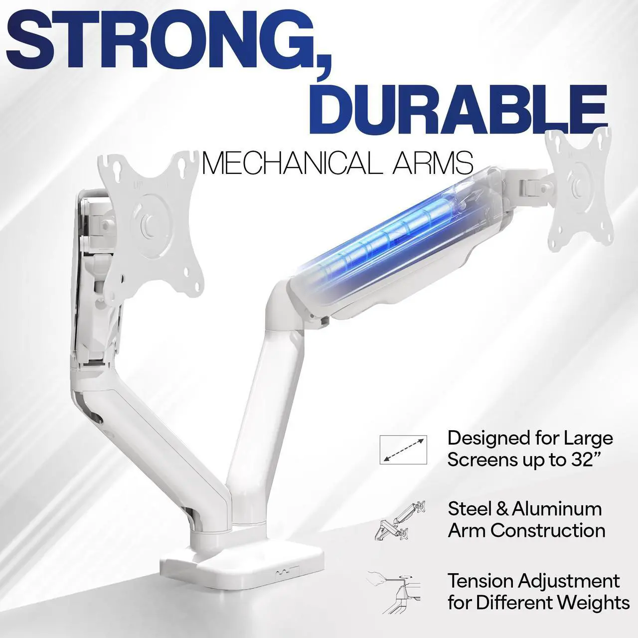 VIVO White Dual Monitor Counterbalance Mechanical Spring Desk Mount ...