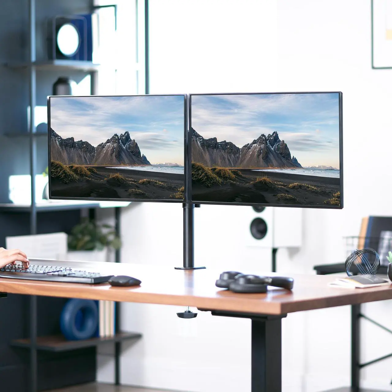 VIVO Black Dual LCD Monitor Desk Mount Stand, Heavy Duty Fully ...