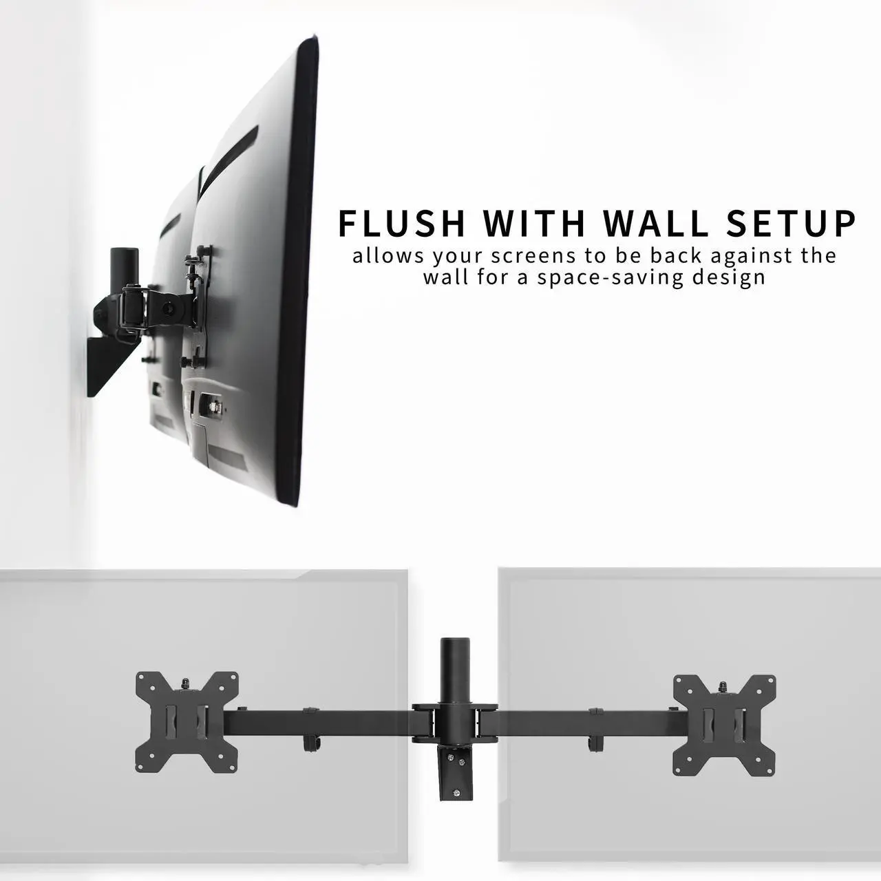 VIVO Steel Telescoping Flush Wall Mount for Dual Monitors, Fits 21 to ...