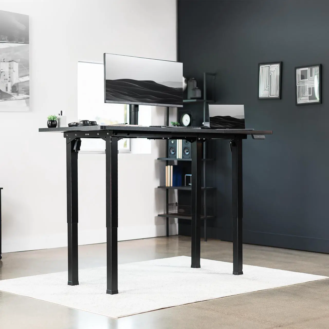 VIVO Black Electric Dual-Motor Height Adjustable 4-Leg Standing Desk ...
