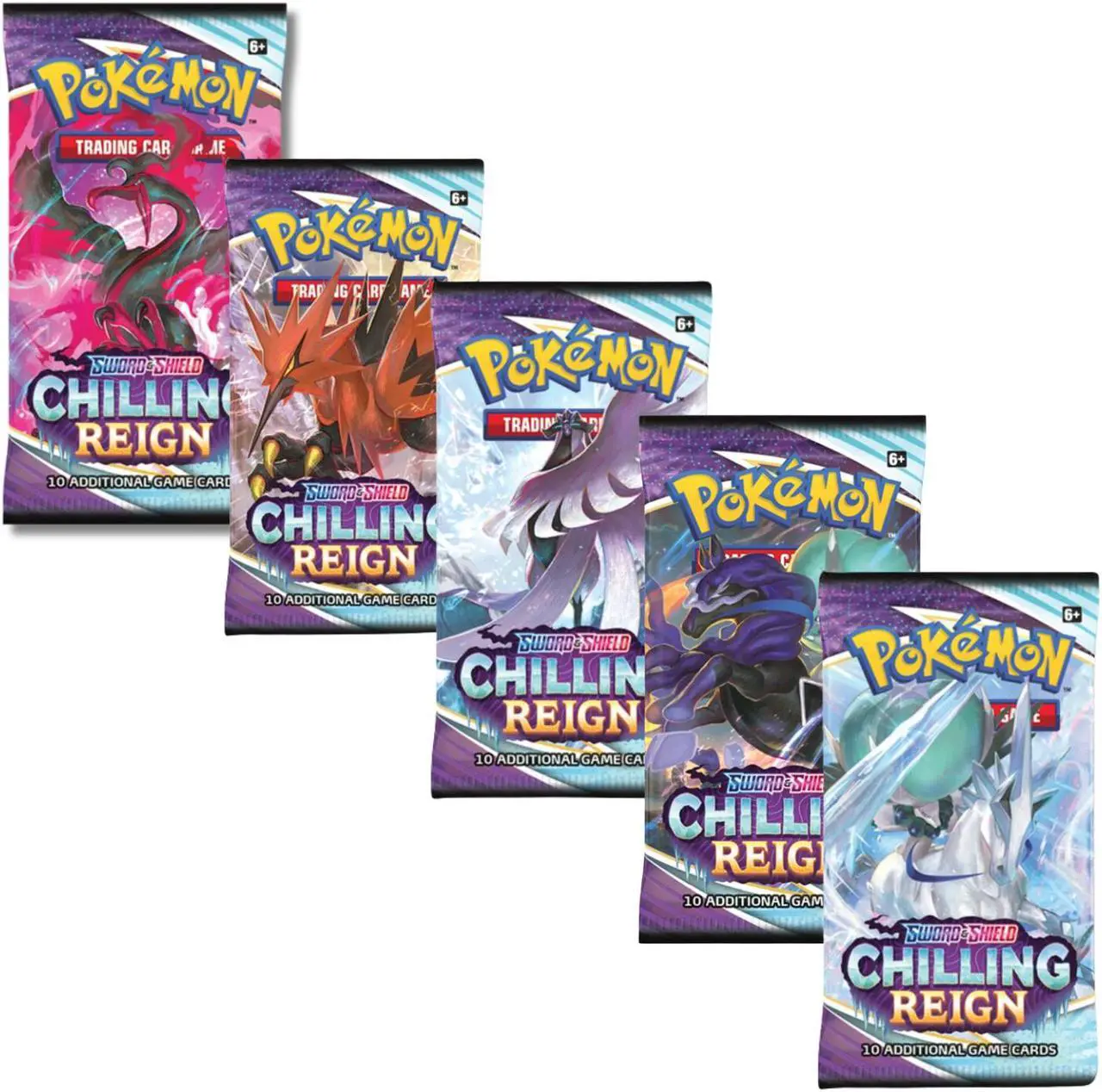Pokemon Sword & Shield Chilling Reign | 5 Booster Packs (One of Each ...