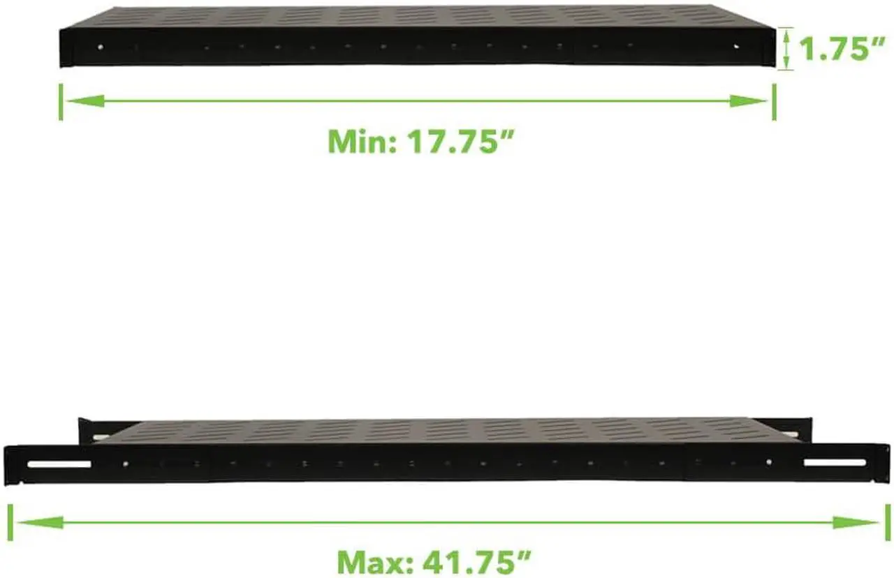 Navepoint 1U 19-Inch Fixed 4-Post Rack Mount Server Shelf With ...