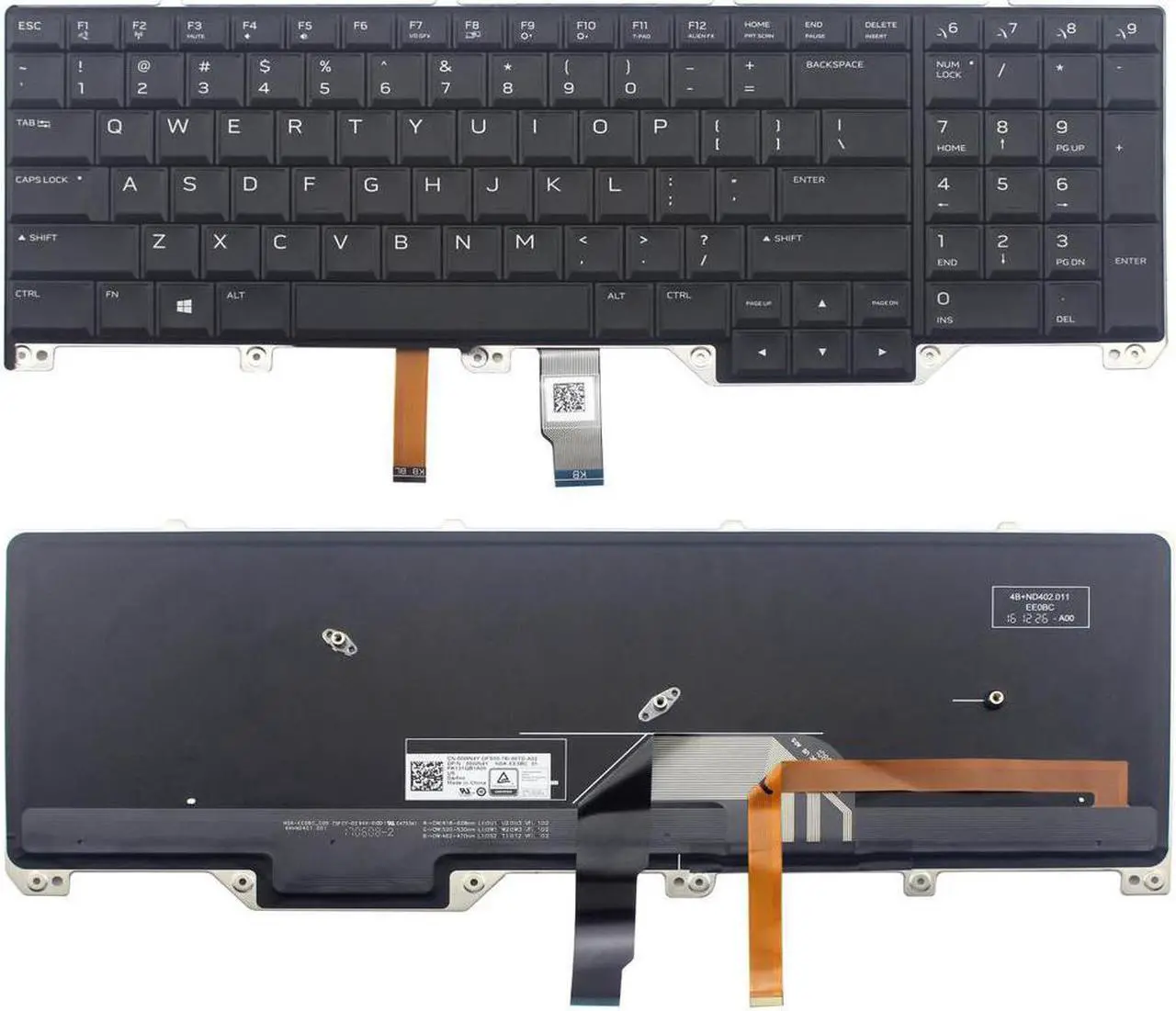 New US English Black Backlit Keyboard For Dell Alienware 17 R4 P/N ...