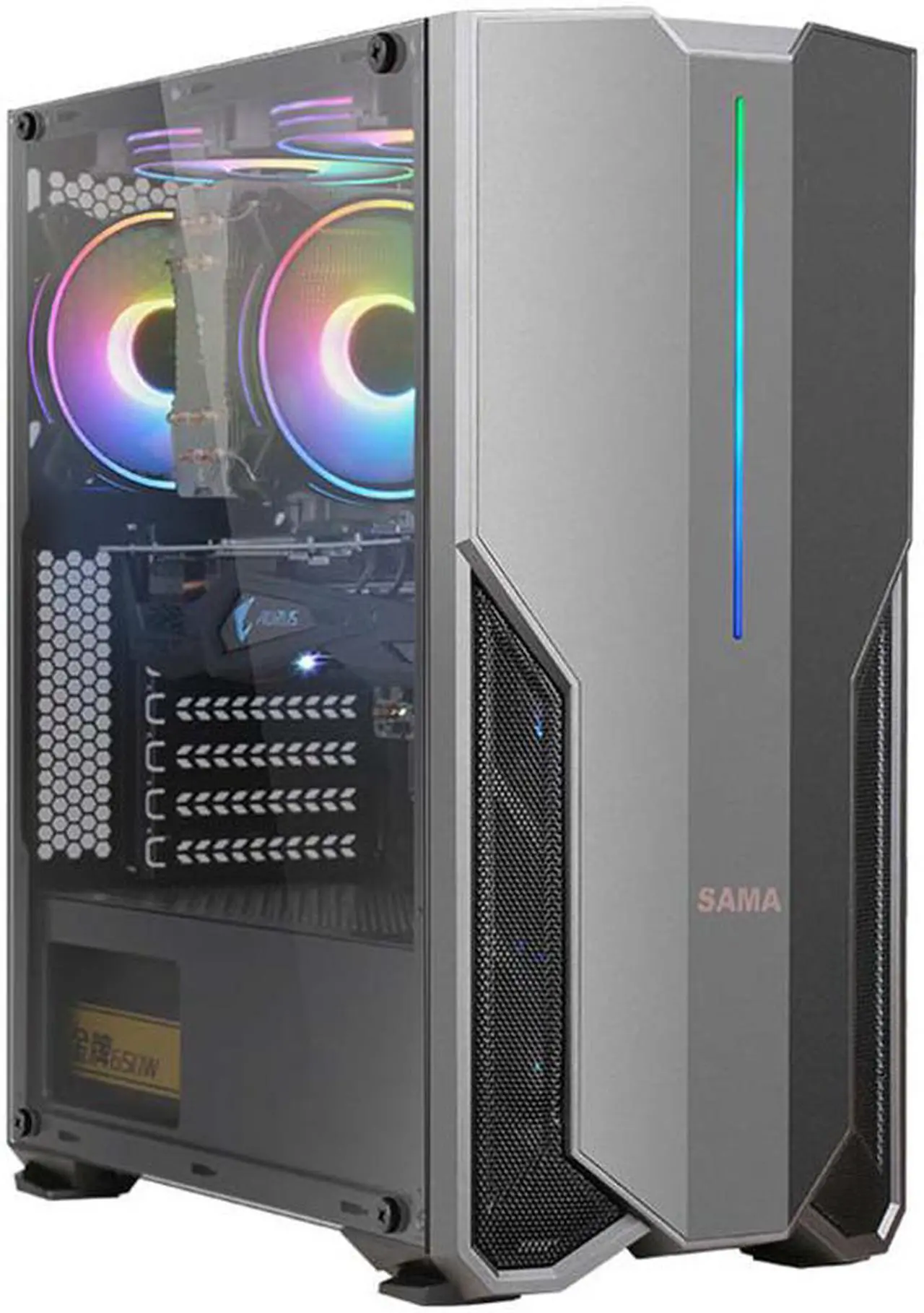 SAMA K1 Gaming Case Tempered Glass Window Mid Tower Case ATX/M-ATX/ITX ...