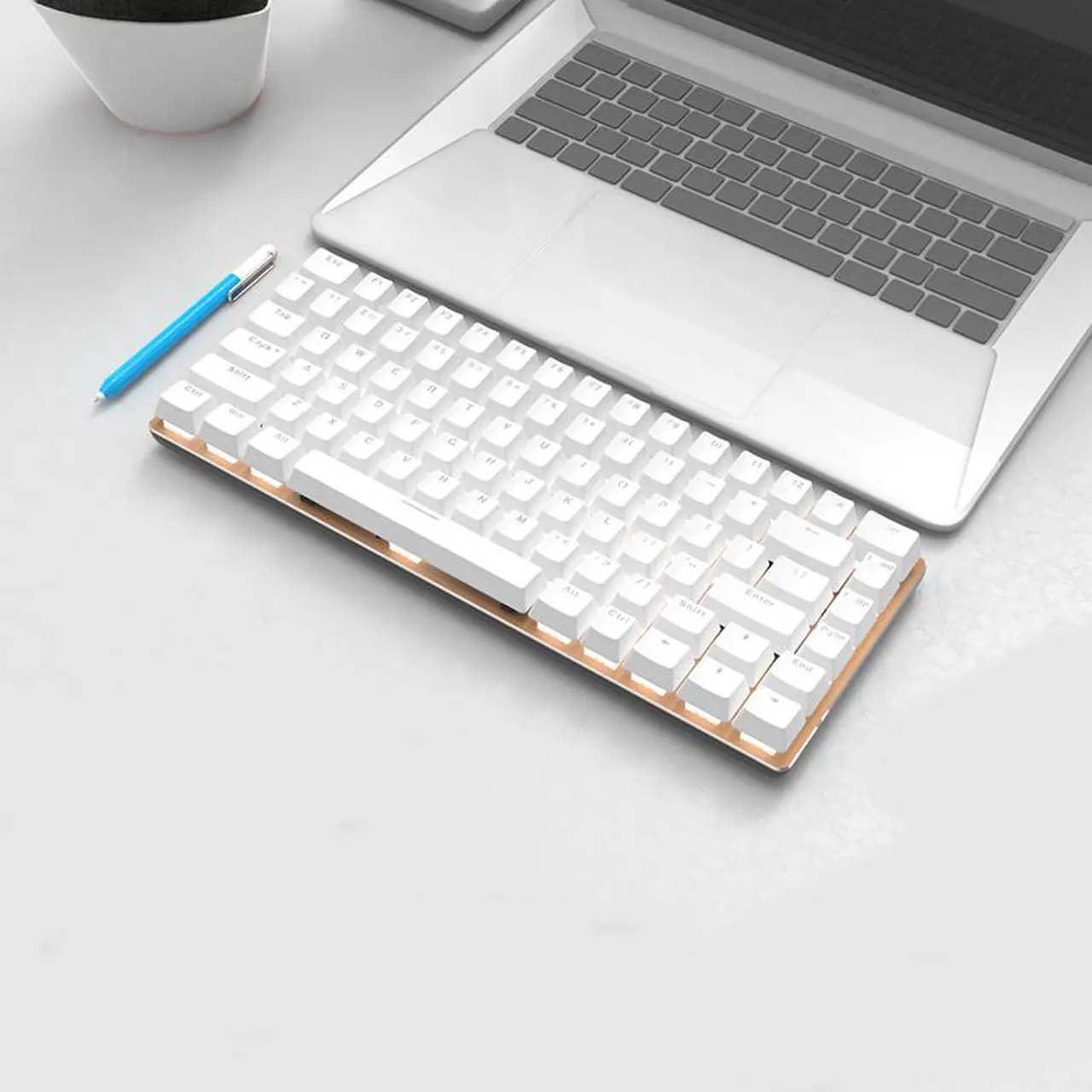 UrChoiceLtd® Ajazz Geek AK3 Usb White LED Wired Gaming Mechanical ...