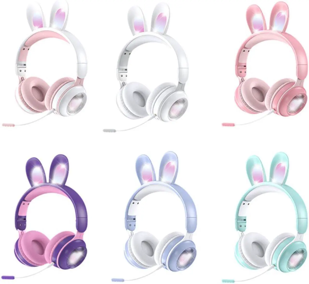 CORN Super Cute Bunny Ears Wireless Bluetooth 5.0 Headset Waterproof ...