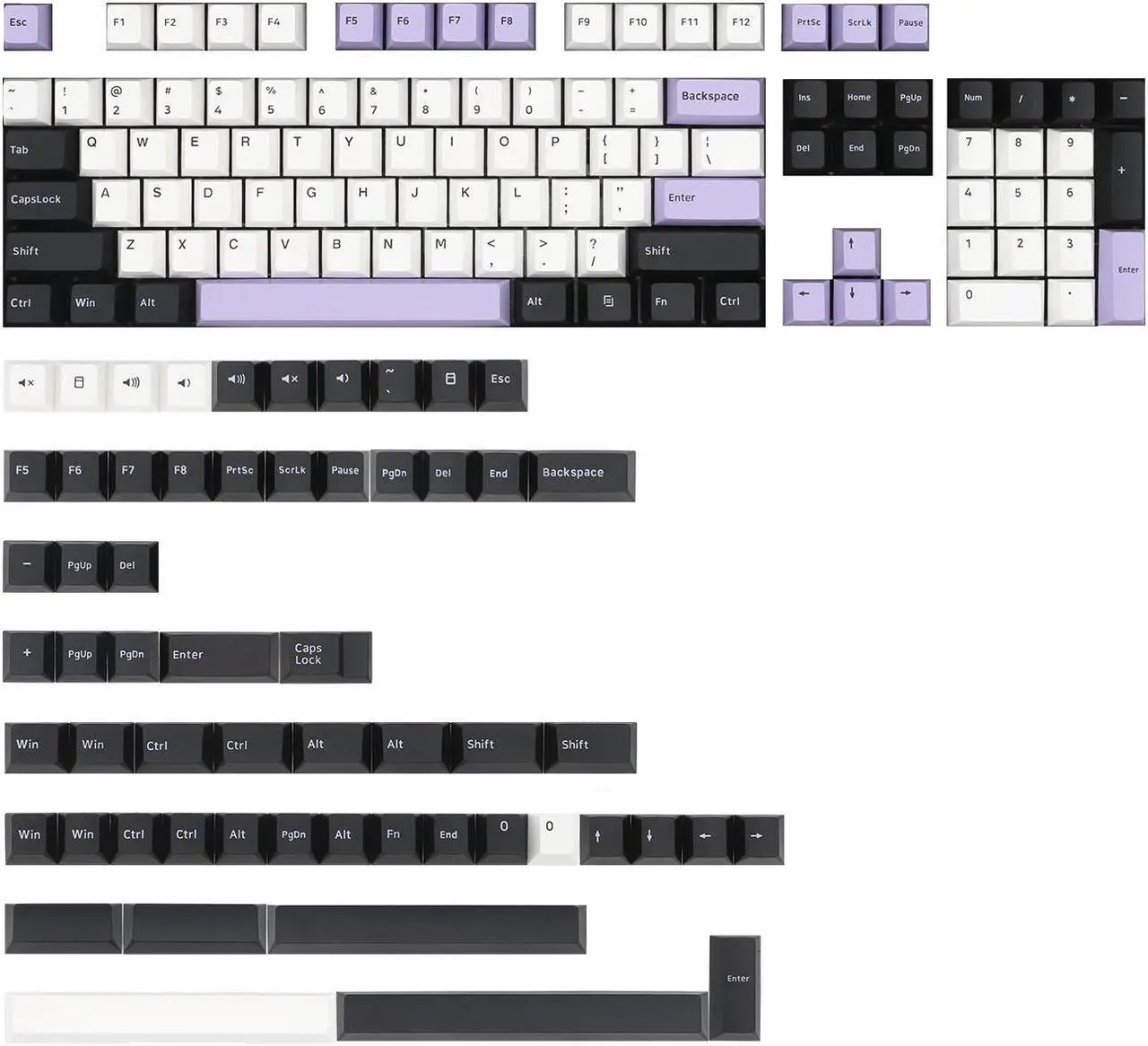 Corn 162 PBT Dye Sublimation Keycaps Cherry Profile Keycap Set For 87 ...