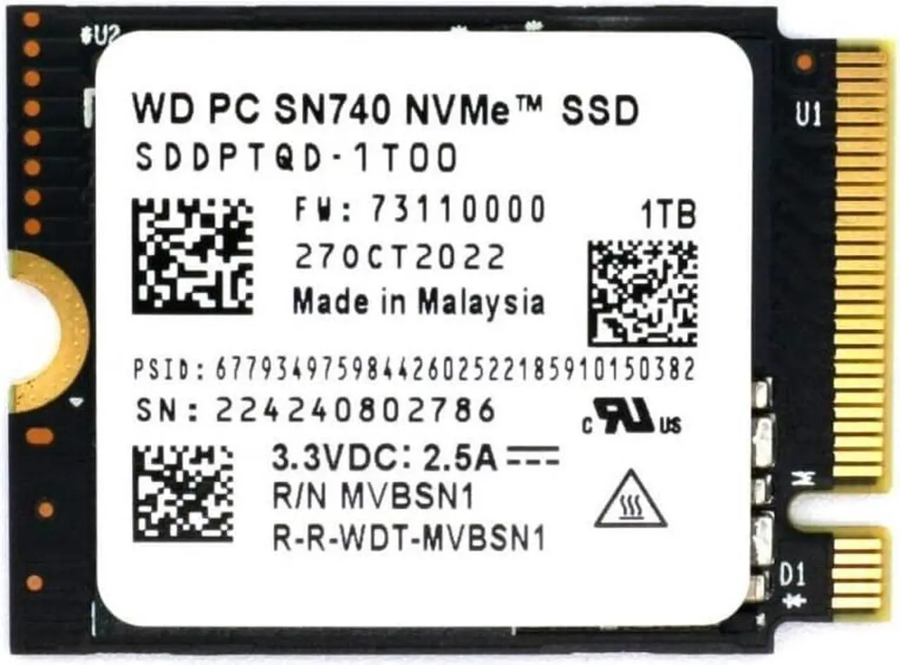 Western Digital SN740 NVME M.2 2230 SSD 1TB (SDDPTQD-1T00) - OEM ...