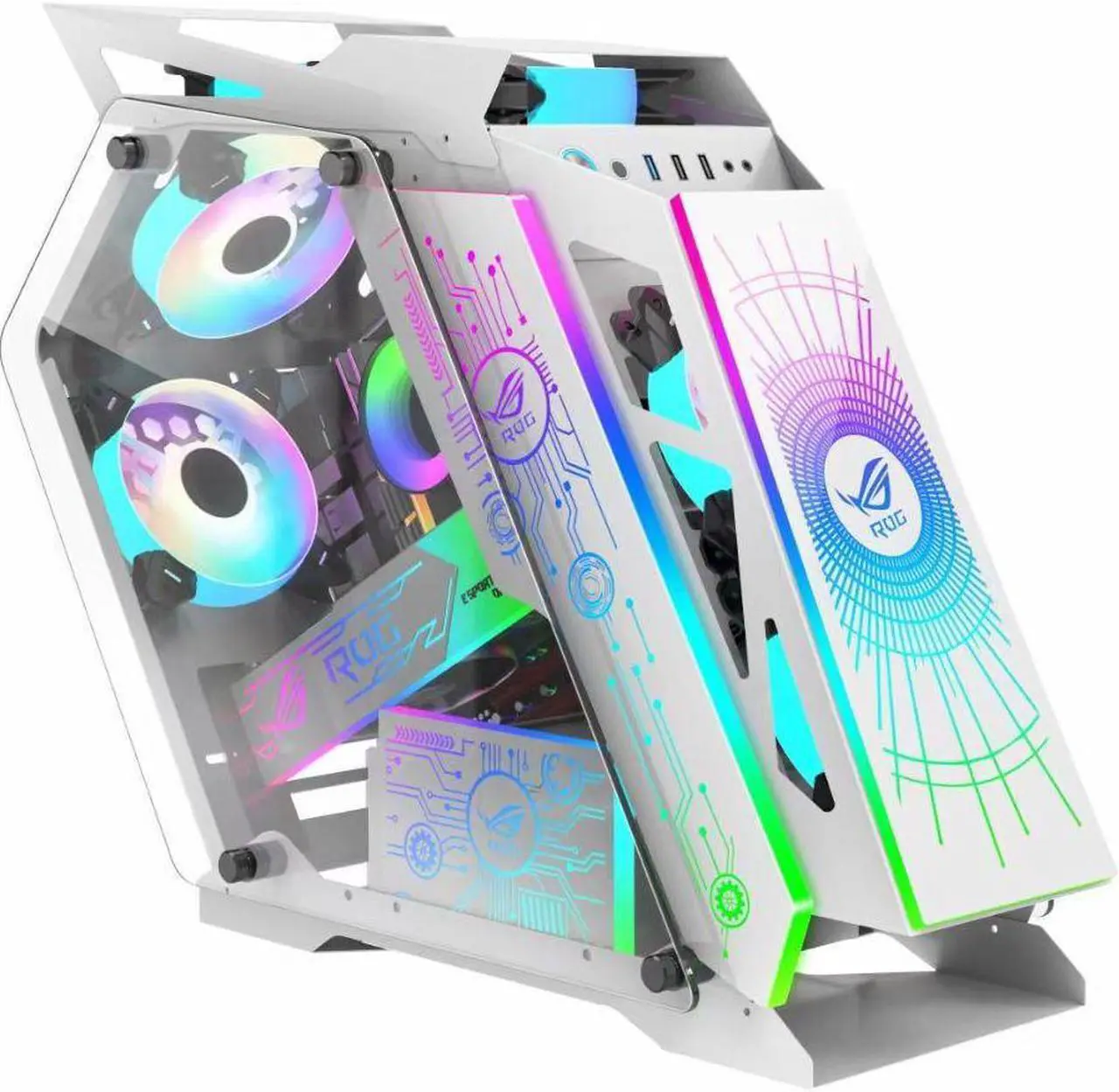 CORN Opened(Not Dustproof) PC Case, Tempered Glass Gaming Desktop ...