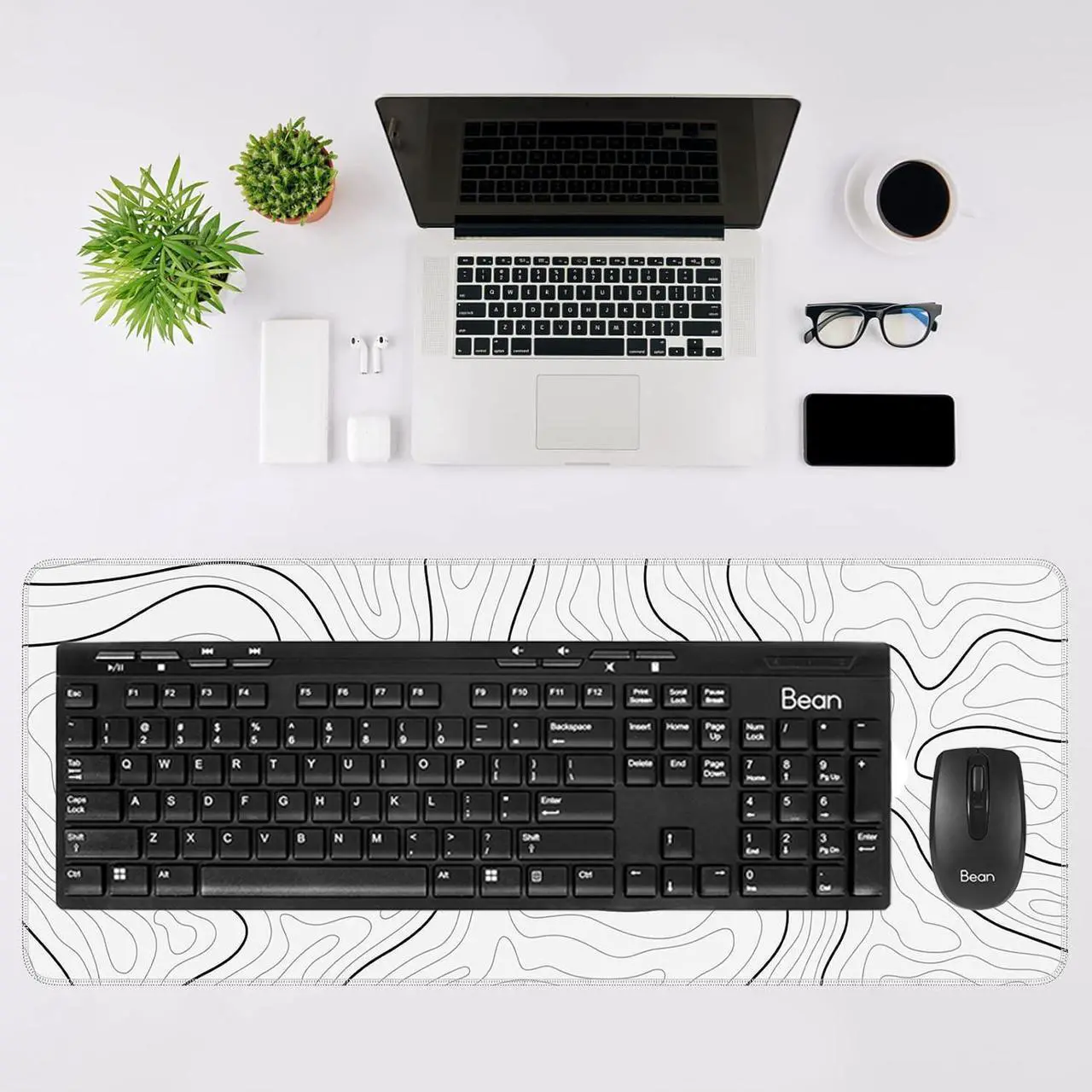 Large Gaming Mouse Pad Desk Pad 31.5 x 11.8in Black and White Mouse Pad ...