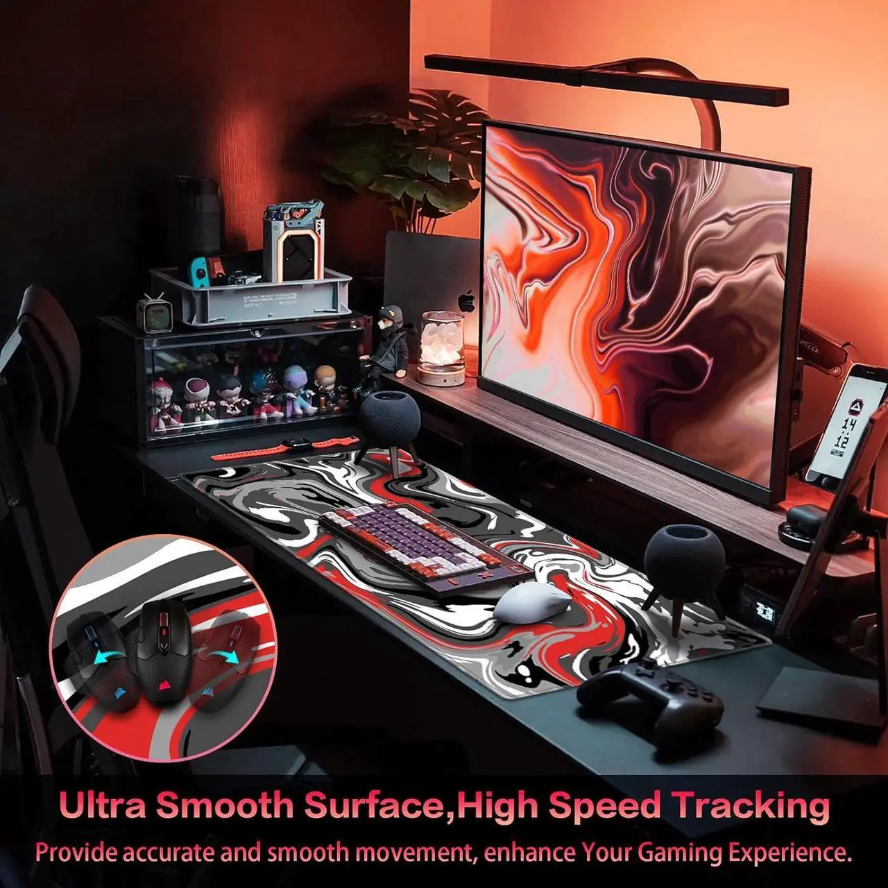 Gaming Mouse Pad, Canjoy Fluid Pattern Mouse Pad 31.5x11.8inch Large ...
