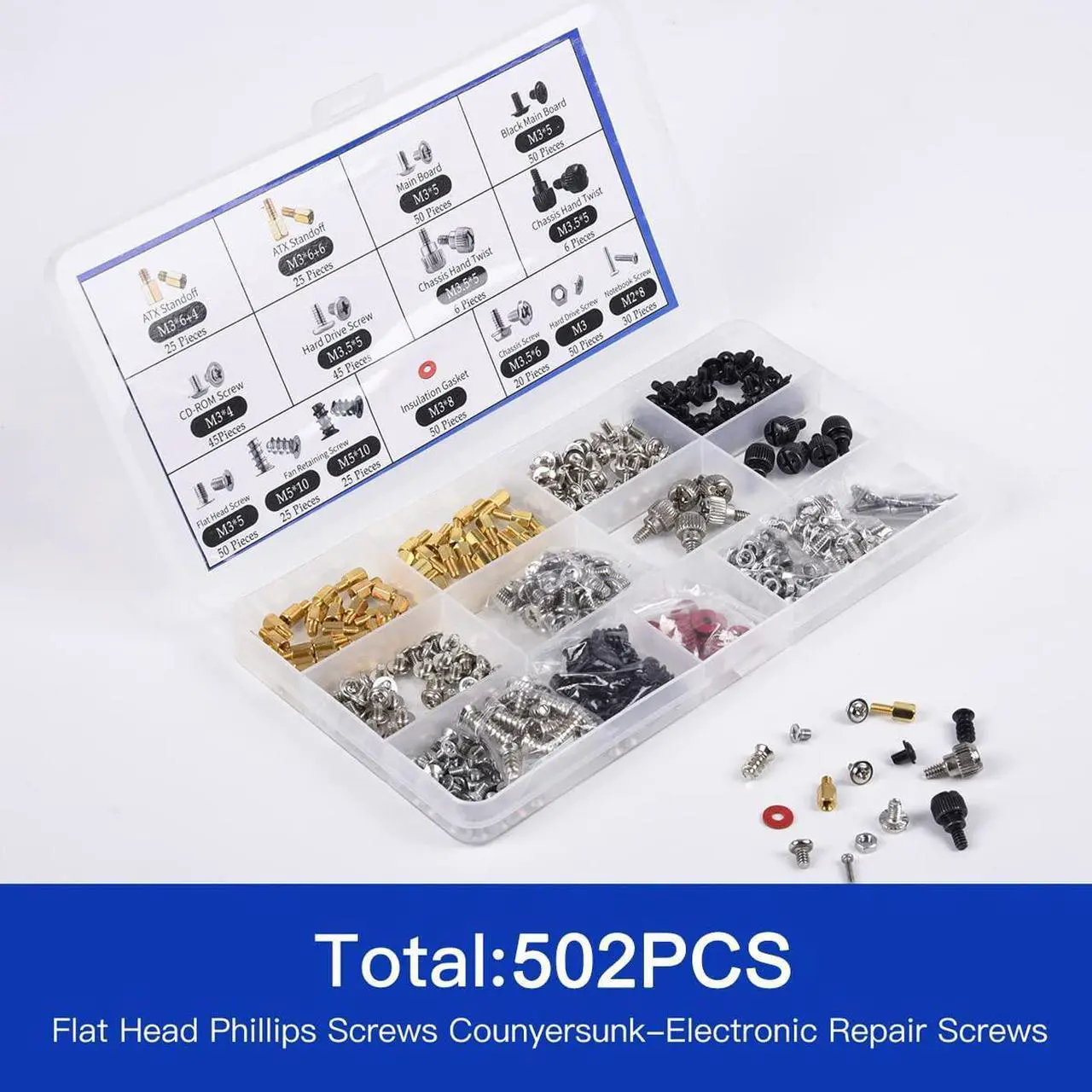 502PC Computer Motherboard Screws Kit, Motherboard Standoffs Screws for ...