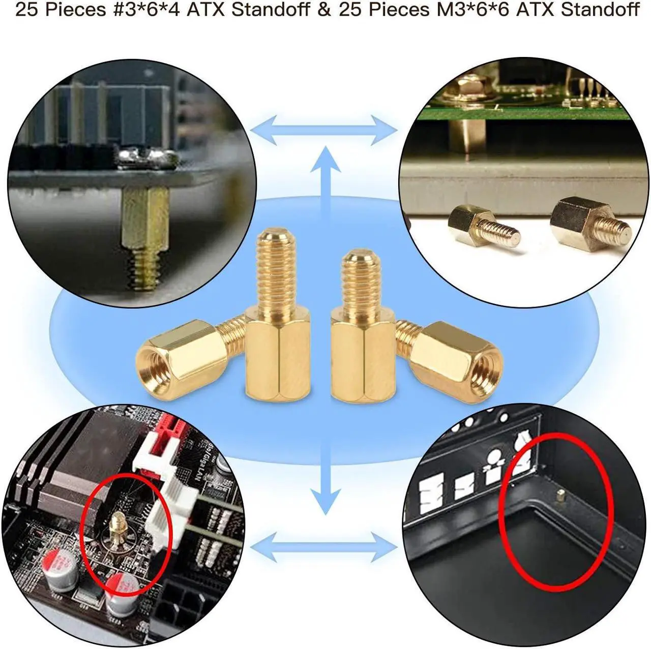 502PC Computer Motherboard Screws Kit, Motherboard Standoffs Screws for ...
