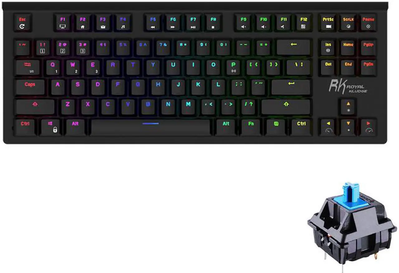 RK G87 RGB Backlit Ergonomic Design,Cool Exterior Bluetooth Wireless and USB Wired Mechanical ...