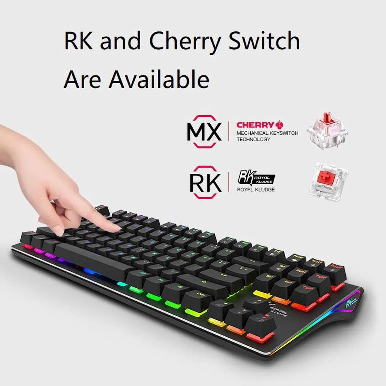 RK G87 RGB Backlit Ergonomic Design,Cool Exterior Bluetooth Wireless and USB Wired Mechanical ...