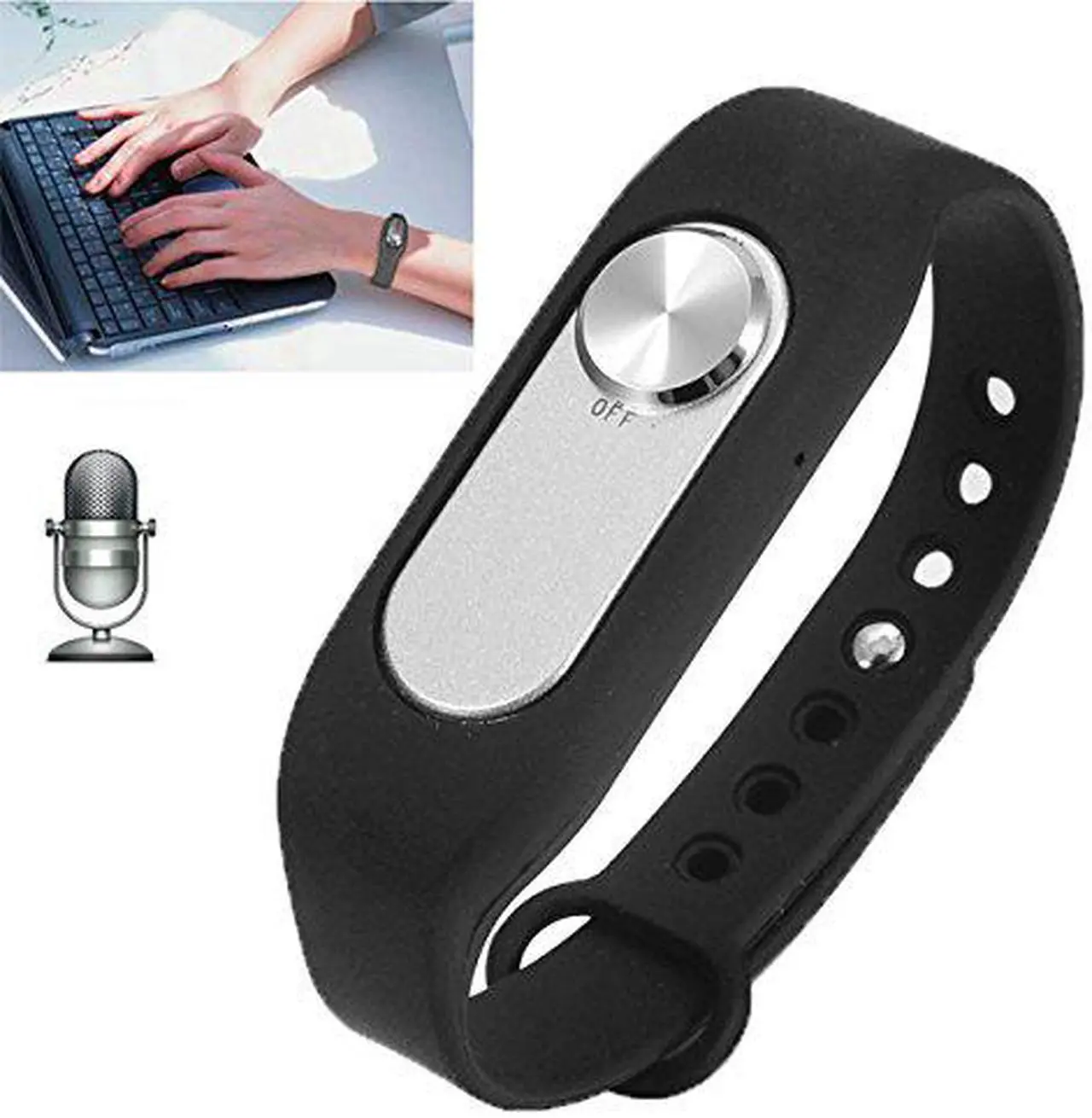 Wearable Wristband 4GB Digital Voice Recorder Wrist Watch, One Button ...