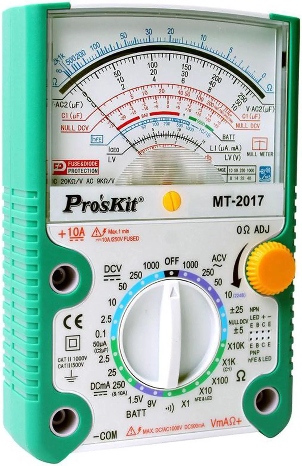 Proskit MT-2017 AC/DC LCD Protective Function Analog Multimeter,Ohm ...