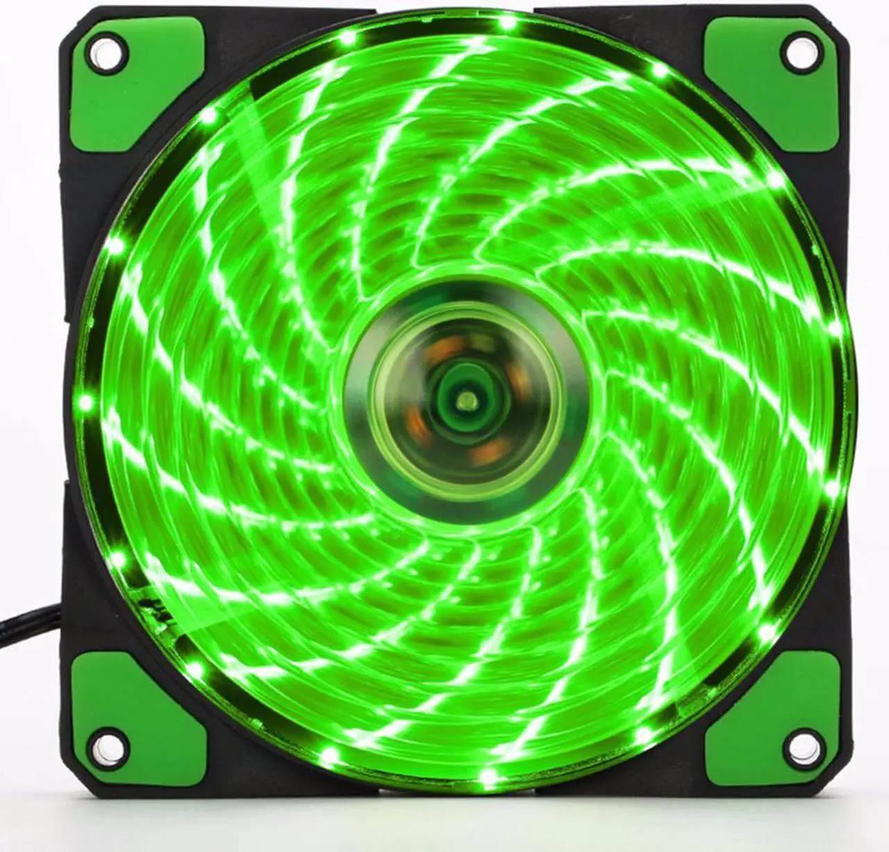 120mm/12cm Green Colour LED Ultra Silent Computer PC Case Fan 15 LEDs ...