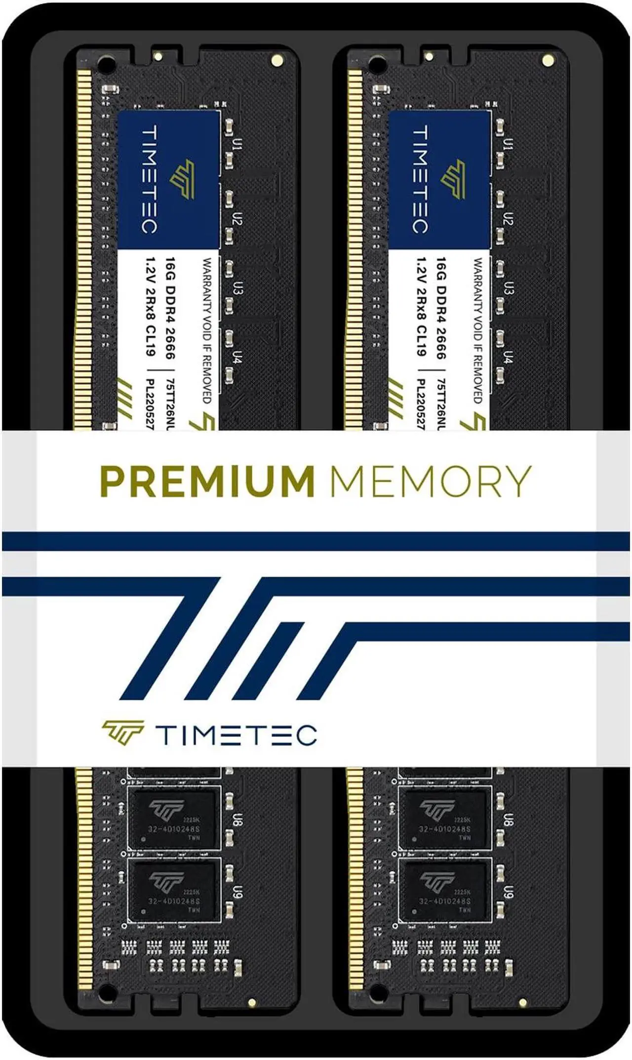 Timetec 32GB KIT(2x16GB) DDR4 2666MHz PC4-21300 Non-ECC Unbuffered 1.2V CL19 2Rx8 Dual Rank 288 ...