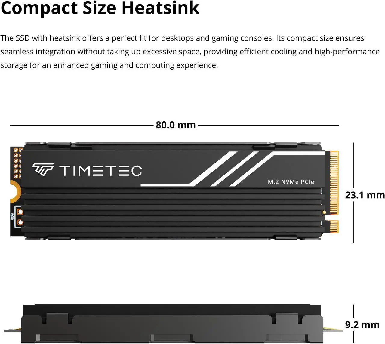 Timetec 1TB PCIe 4.0 Heatsink Gaming SSD NVMe Phison E27T PCIe Gen4x4 M.2 2280 3D NAND TLC SLC ...