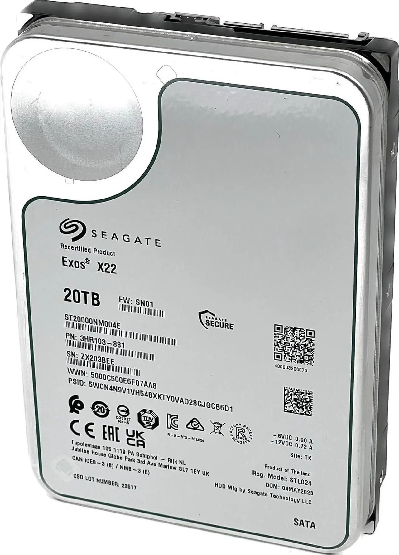 Refurbished: Seagate Exos X22 20TB SATA 6Gb/s 7200RPM 3.5" Enterprise ...
