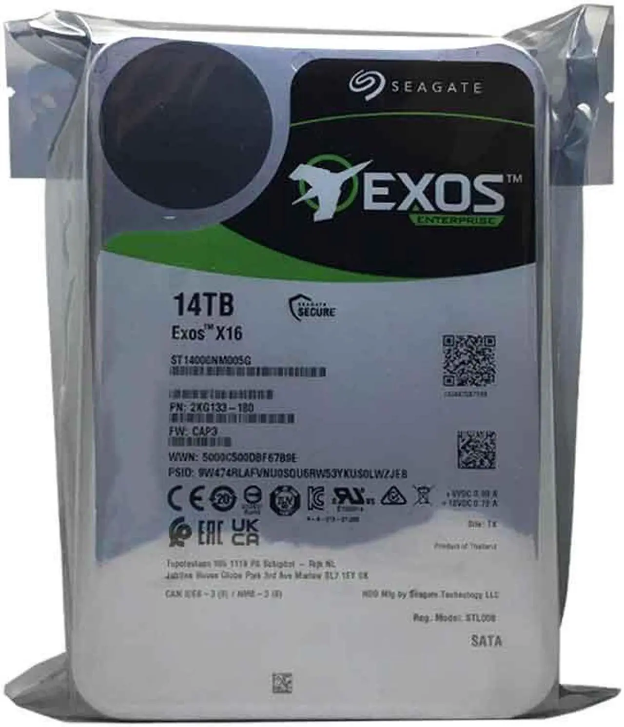 Seagate Exos X16 ST14000NM005G 14TB 7200 RPM SATA 6Gb/s 256MB Cache 3.5 ...