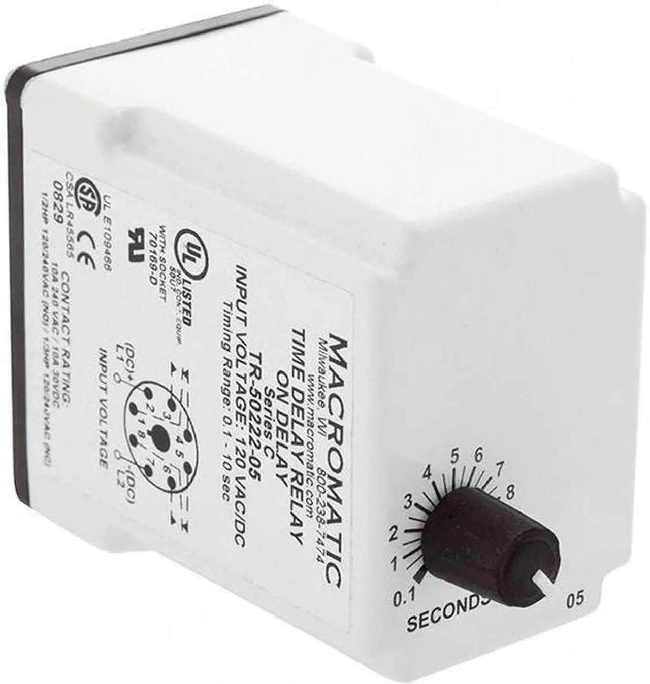 MACROMATIC TR-50226-05 Time Delay Relay,12VDC,10A,DPDT,0.1 sec ...