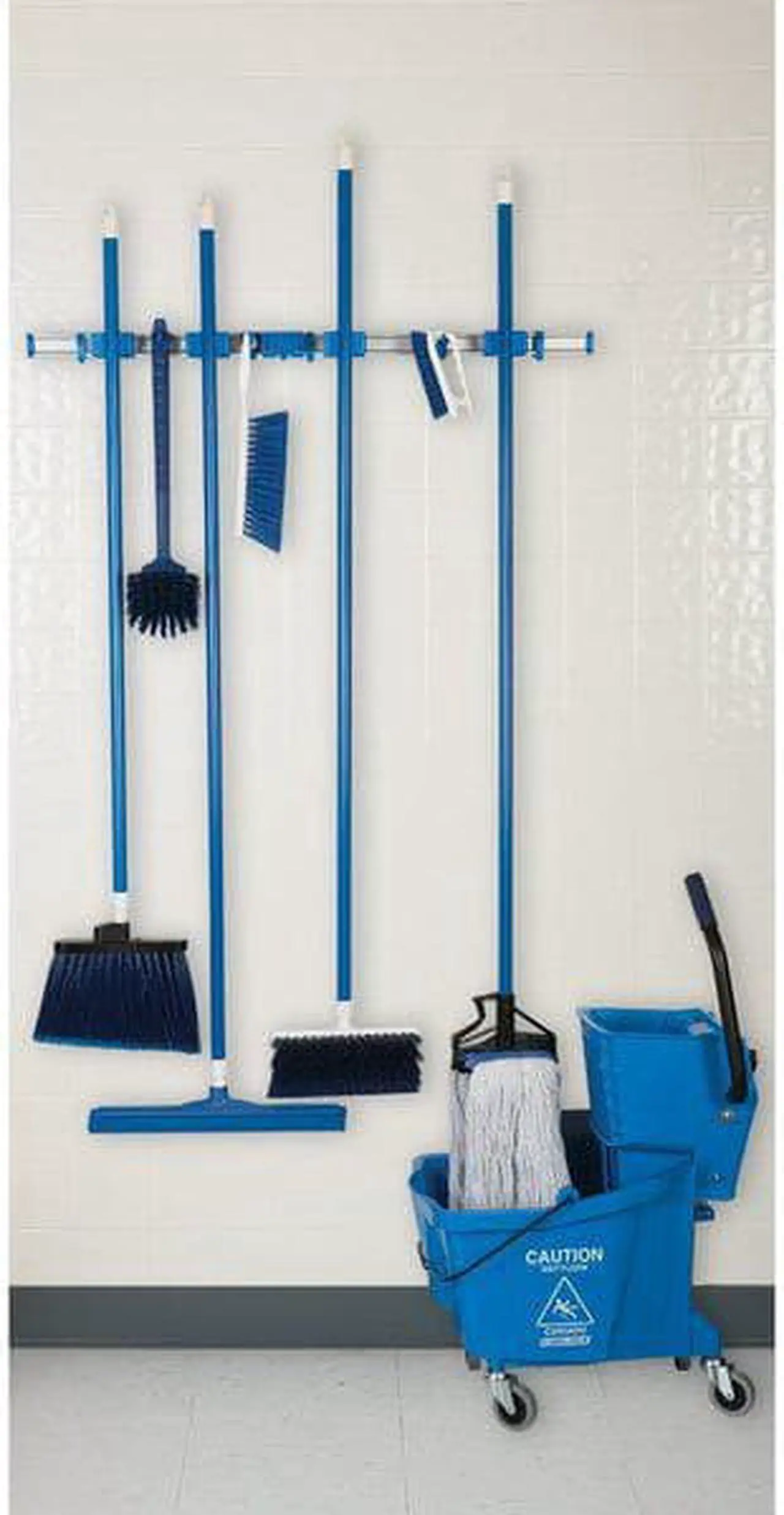 TOOLFLEX 9-5-5 37" Blue Mop, Broom and Squeegee Tool Organizer, 5 Tool ...