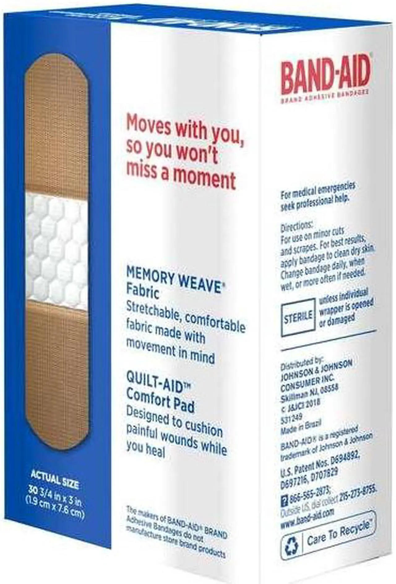 BAND-AID 1004431 Band Aid Flexible Fabric Comfortable One Size Bandages ...