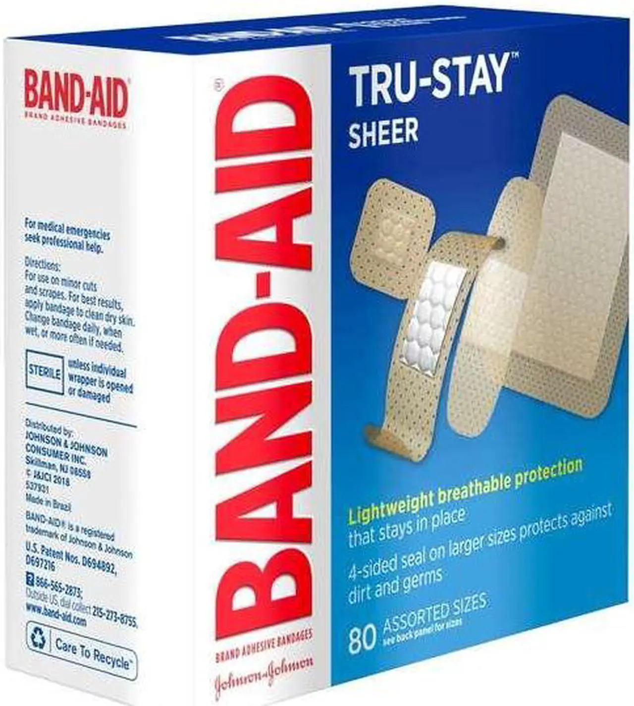 BAND-AID 1117134 Band-Aid Assorted Sizes Tru-Stay Sheer Bandage 80 ...