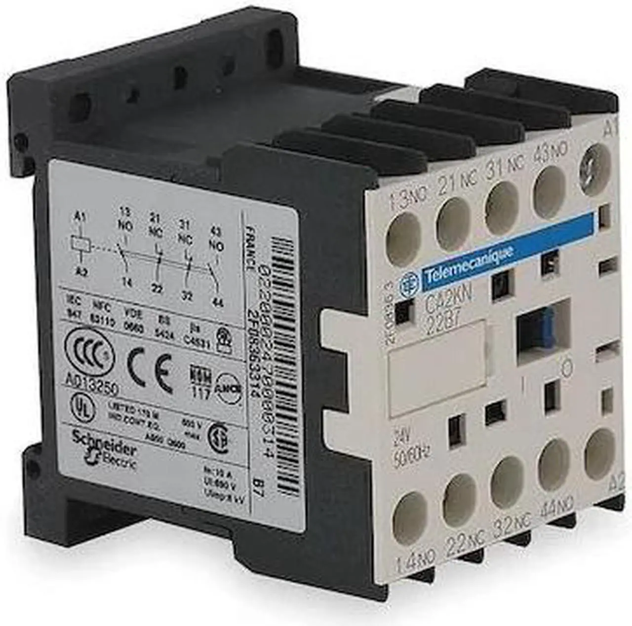 SCHNEIDER ELECTRIC CA2KN22G7 IEC Control Relay,2NO/2NC,120VAC,10A ...
