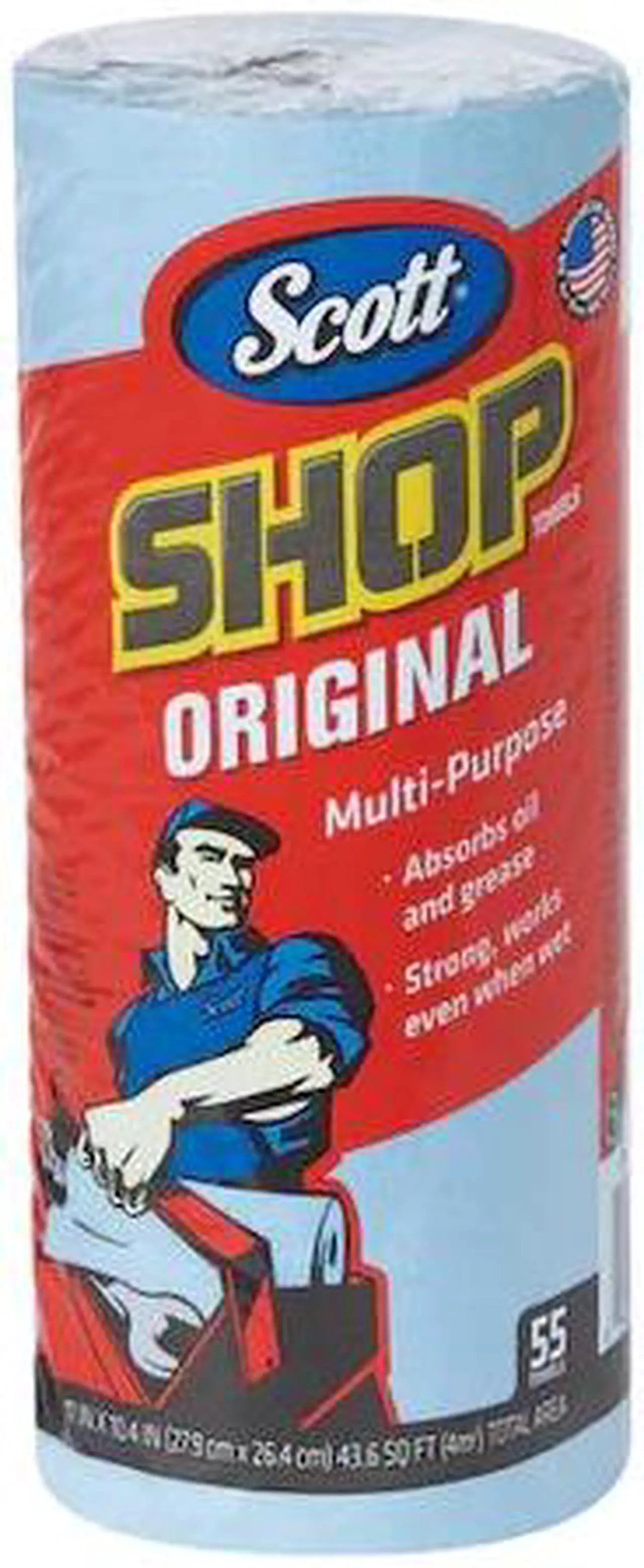 SCOTT KW145 Scott® Shop Towel Rolls, 11" x 10.4", Blue, 55/Roll, 12 ...