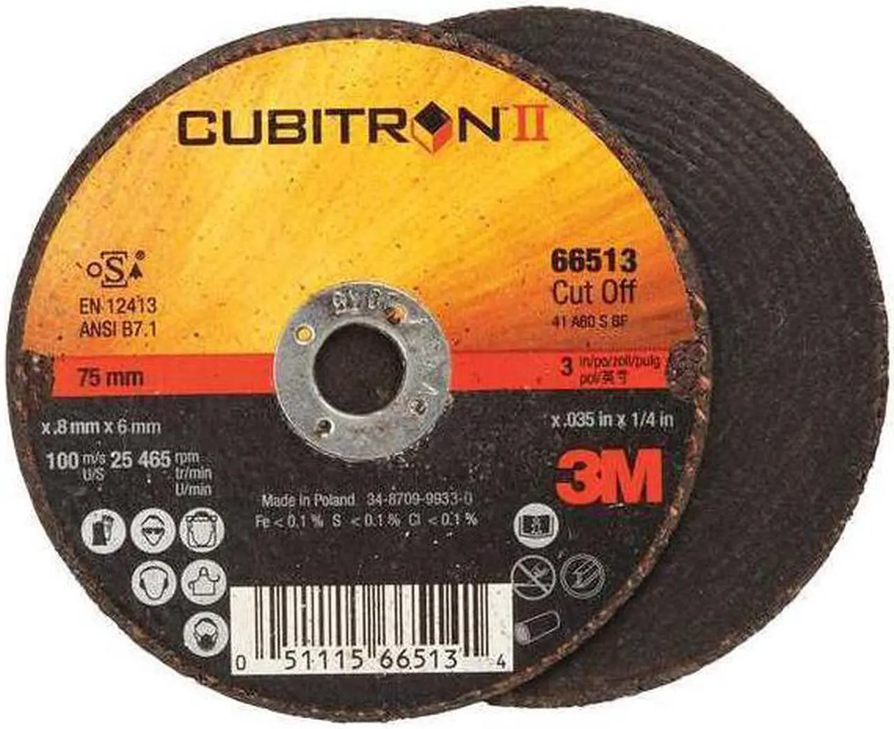 3M CUBITRON 66513 CutOff Wheel,3"x.035"x1/4",25465rpm - Newegg.com