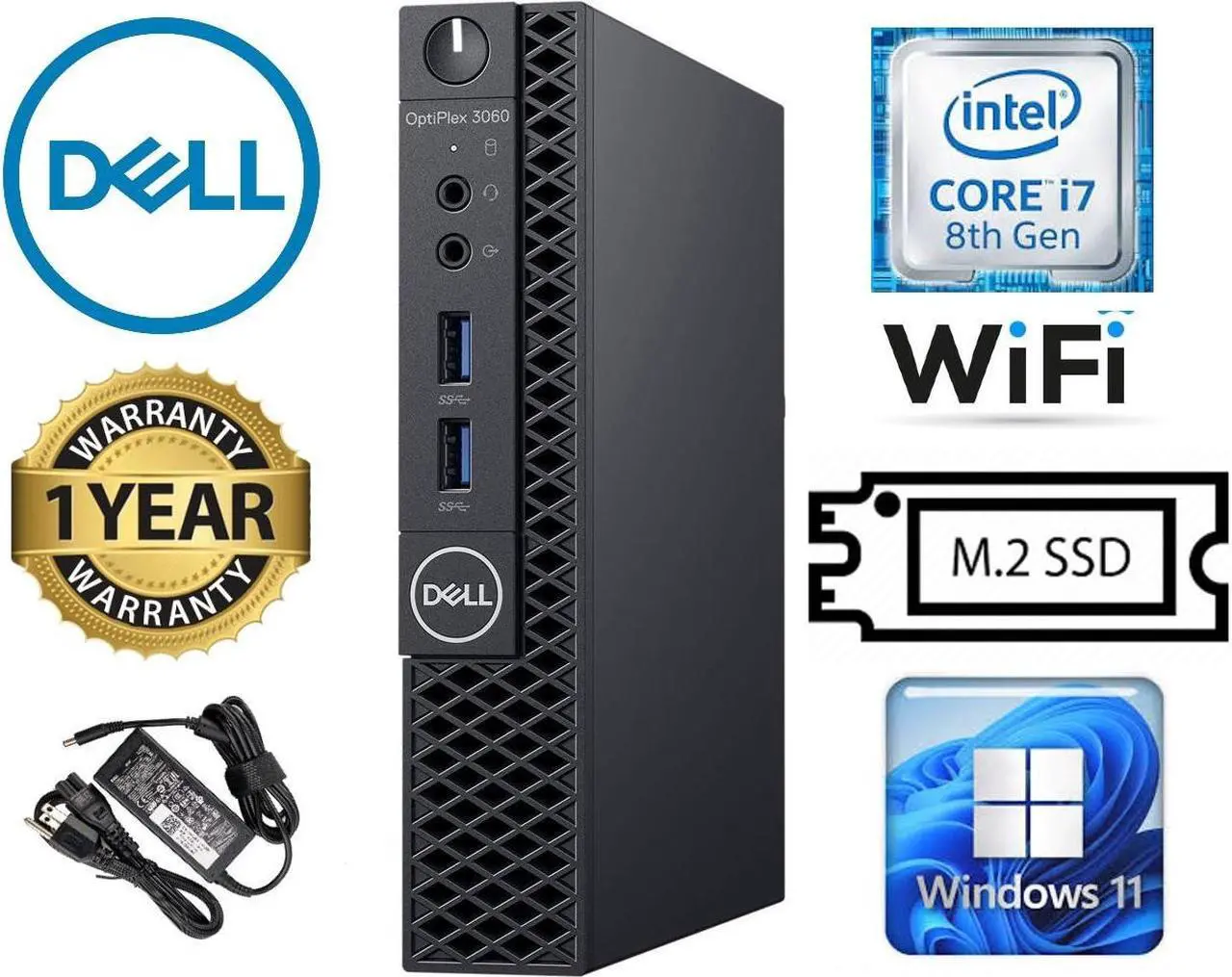 Refurbished: Dell Optiplex 3060 Micro Form Factor Desktop, Intel 6 Core ...