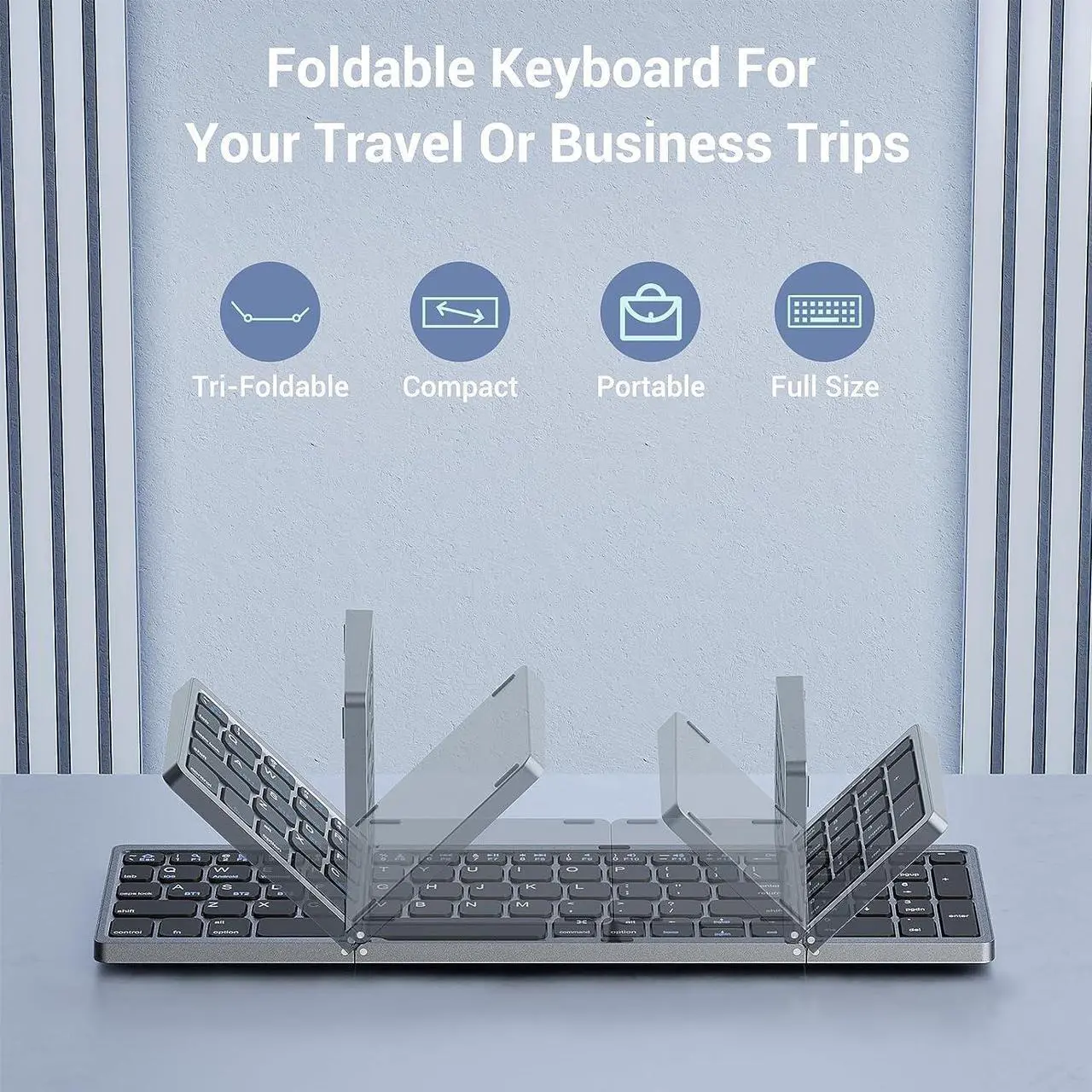 Foldable Keyboard and Mouse for Laptop, Travel Bluetooth Folding ...