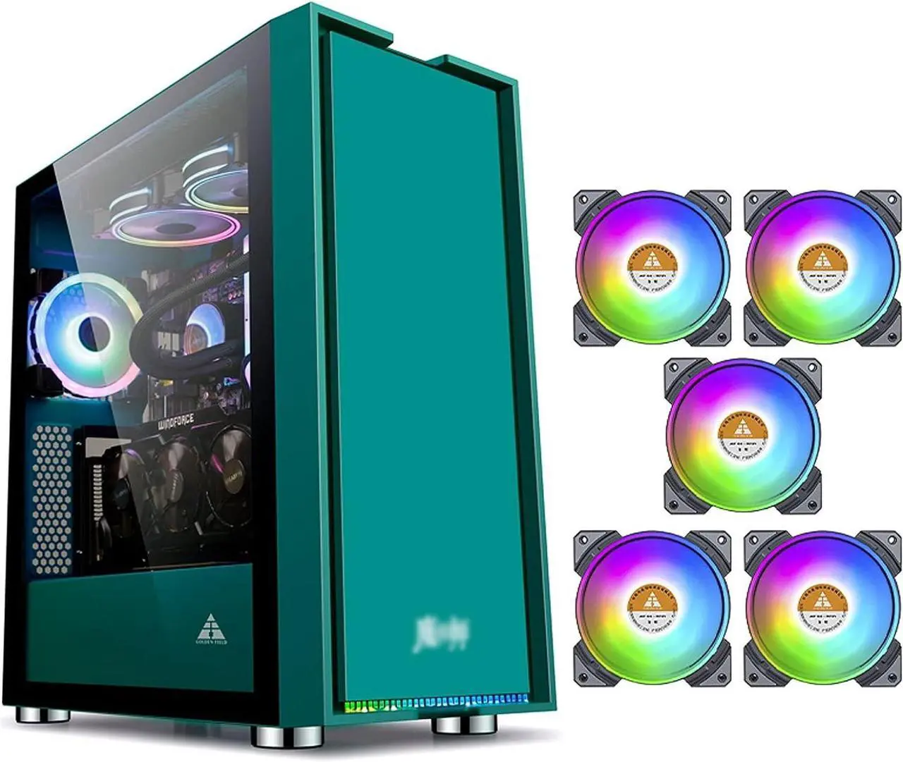 JF-TVQJ Computer Case ATX PC Gaming Case Gree, Open ITX Computer Tower ...