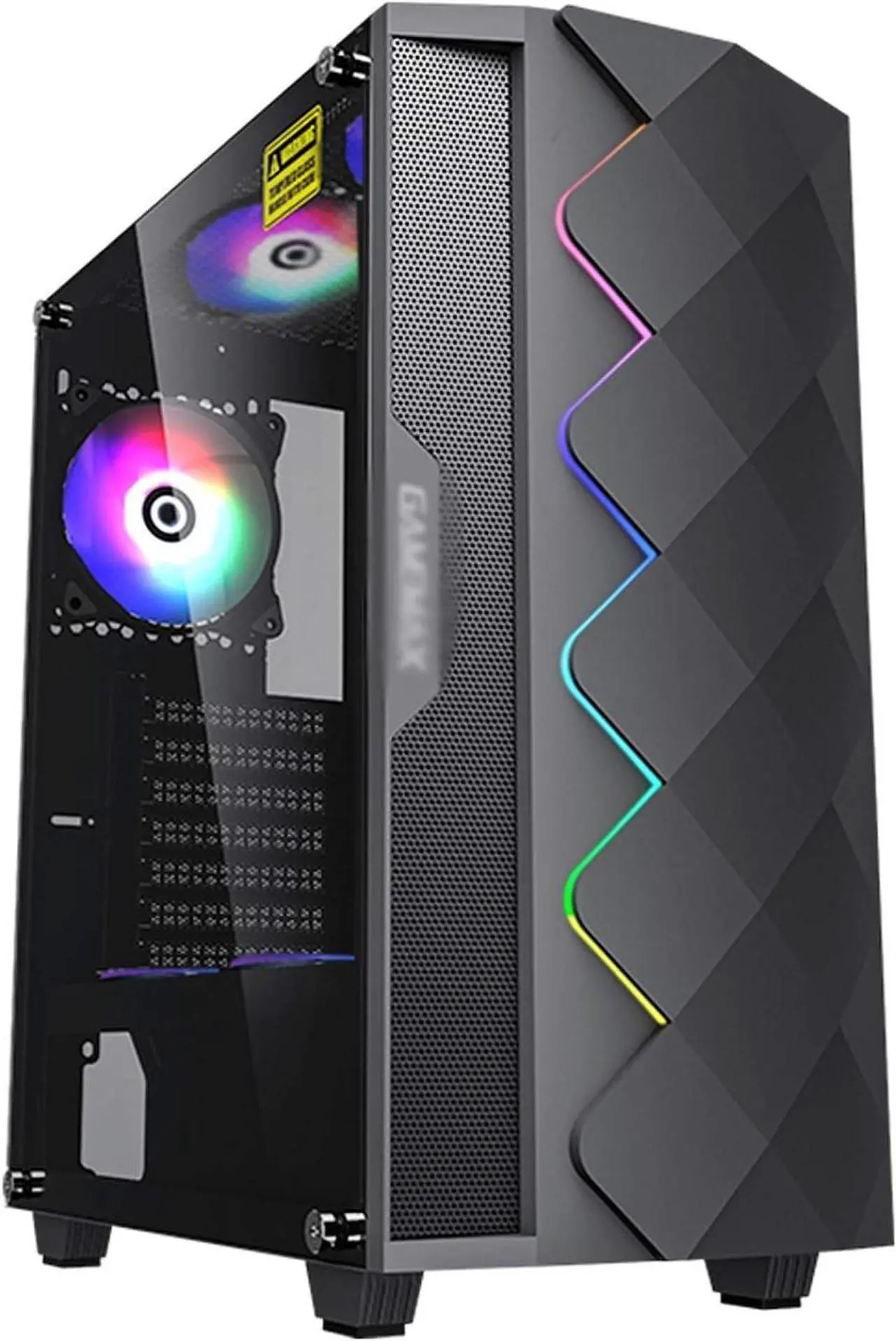 JF-TVQJ Computer Case Compact ATX Mid-Tower Gaming CaseFront I/O USB 3. ...