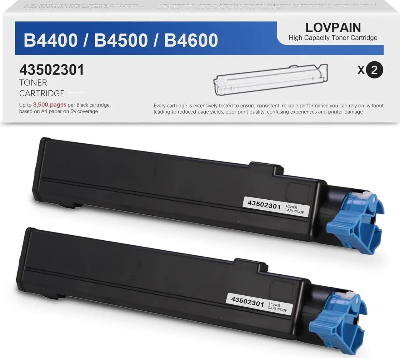 B4400 B4600 Black High-Yield Toner Cartridge (2-Pack) Compatible for ...