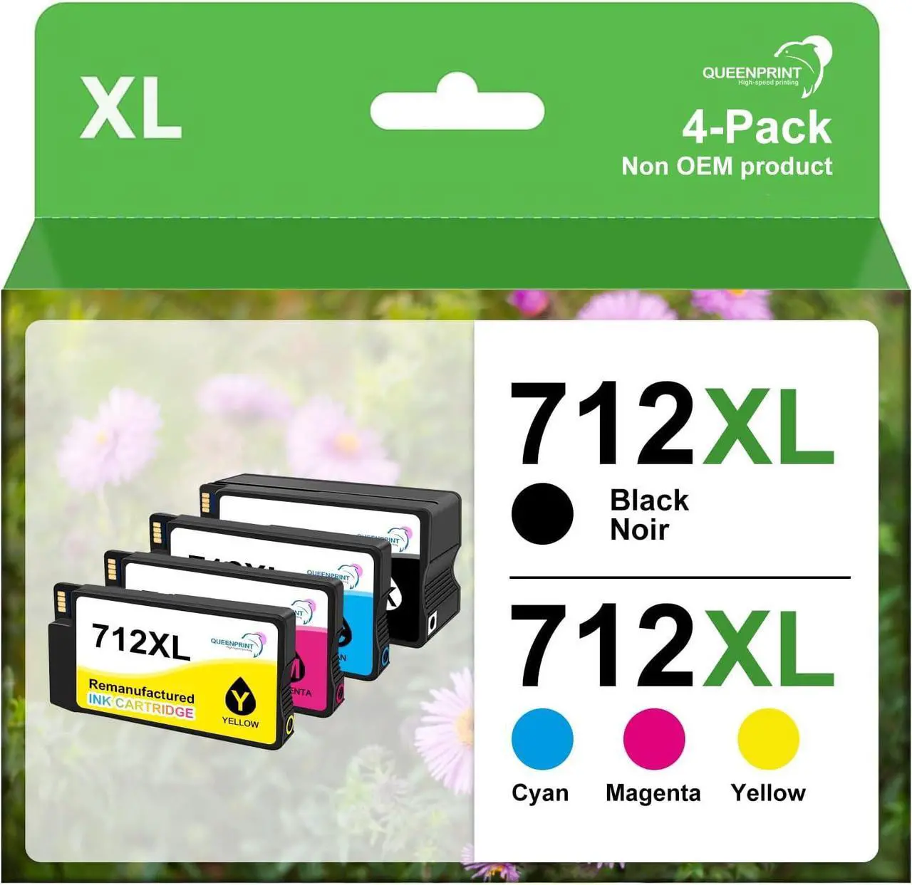 QUEENPRINT Remanufactured 712XL Ink Cartridges Replacement 712 Ink ...