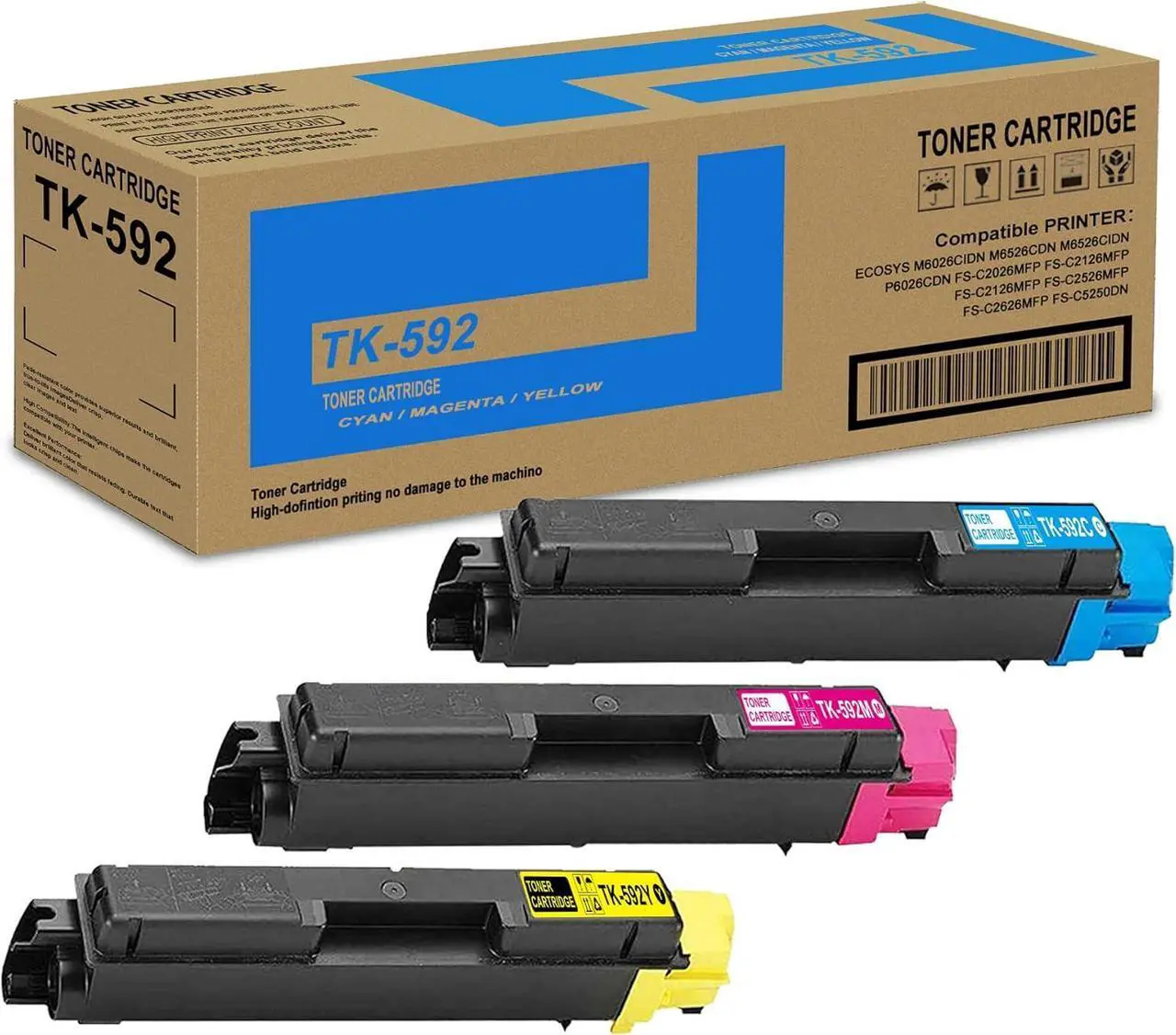 pgisoxt 3 Pack TK-592C TK-592M TK-592Y C/M/Y Toner Cartridge High Yield ...