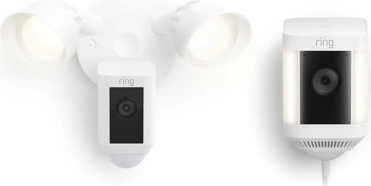 Ring Floodlight Cam Plus with Ring Spotlight Cam Plus, Plug-In White ...