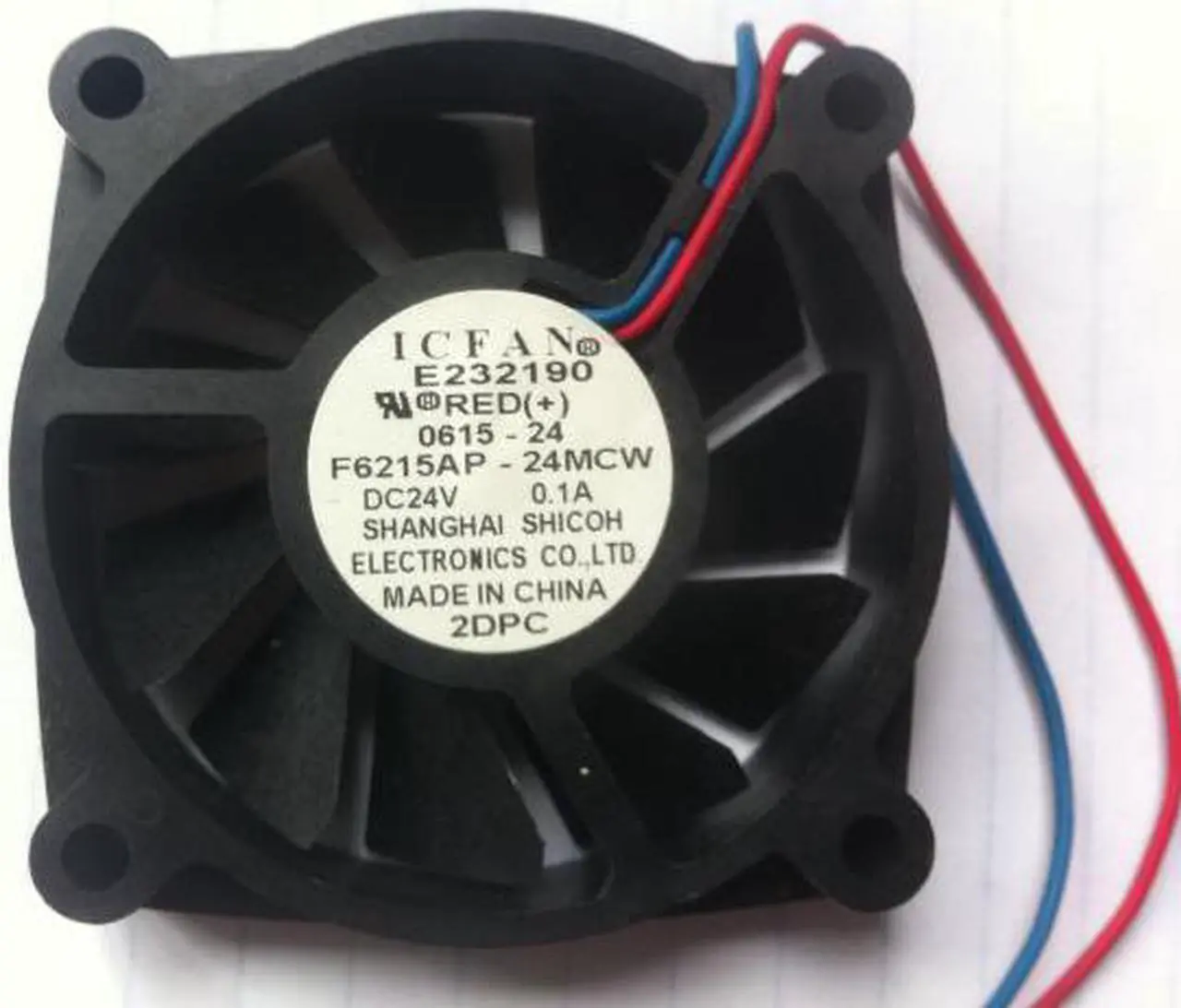 Shicoh ICFAN 6015 F6215AP-24MCW 0615-24 24V 0.1A 2 Wires Square DC Fan ...