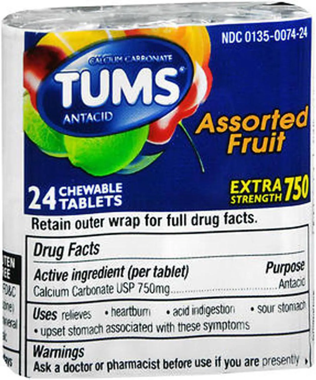 Tums Extra Strength 750 Antacid with Calcium Chewable Tablets Assorted ...