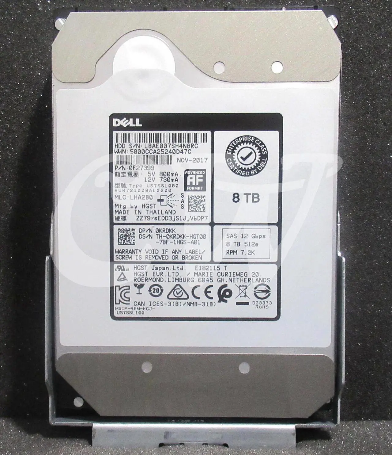 KRDKK HUH721008AL5200 DELL ENT 8TB 7.2K RPM 12Gb/s 512e 3.5" SAS HDD Hard Drive - Newegg.com